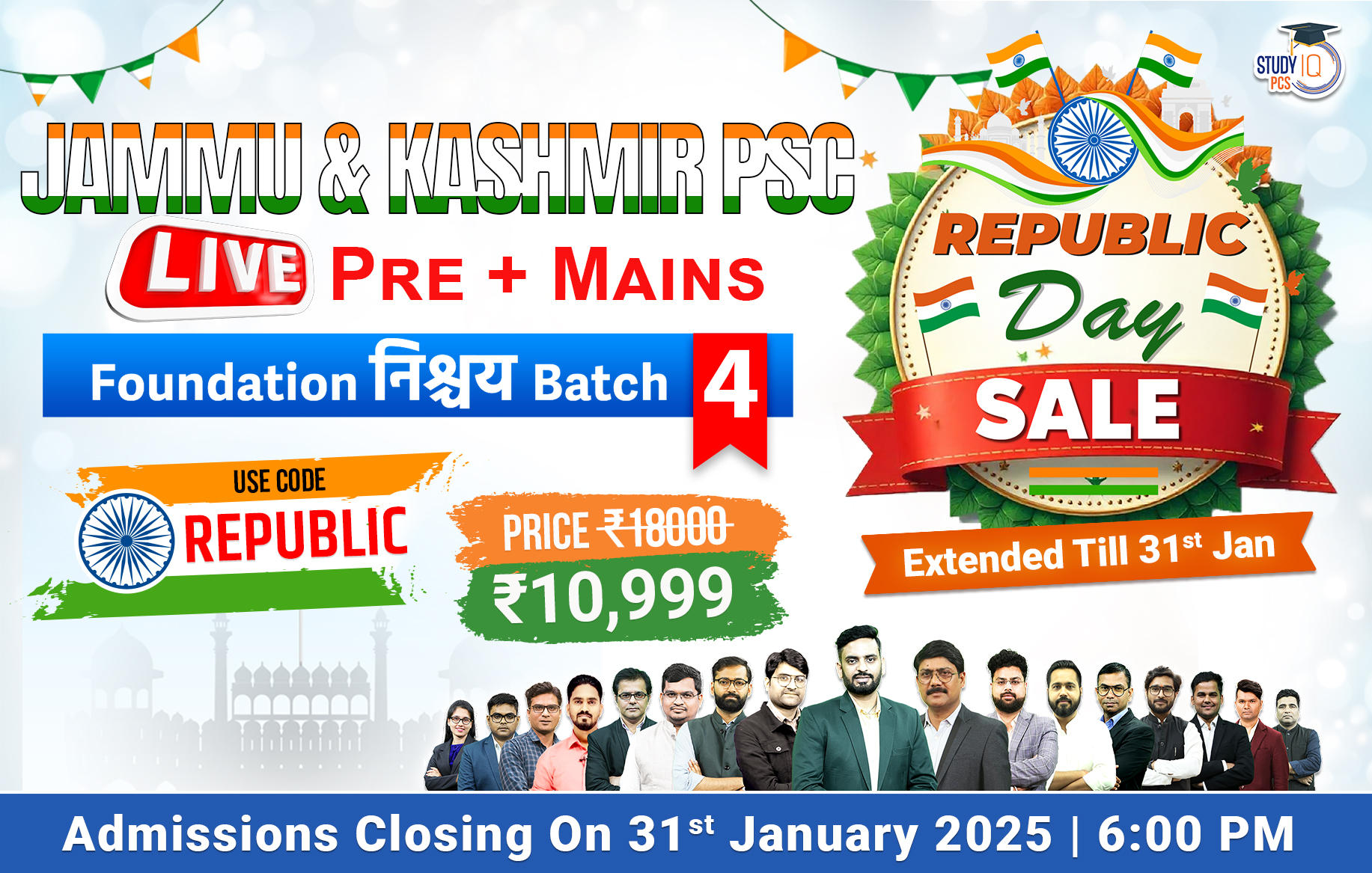 Jammu & Kashmir PSC (Pre + Mains) Live Foundation Nishchay Batch 4